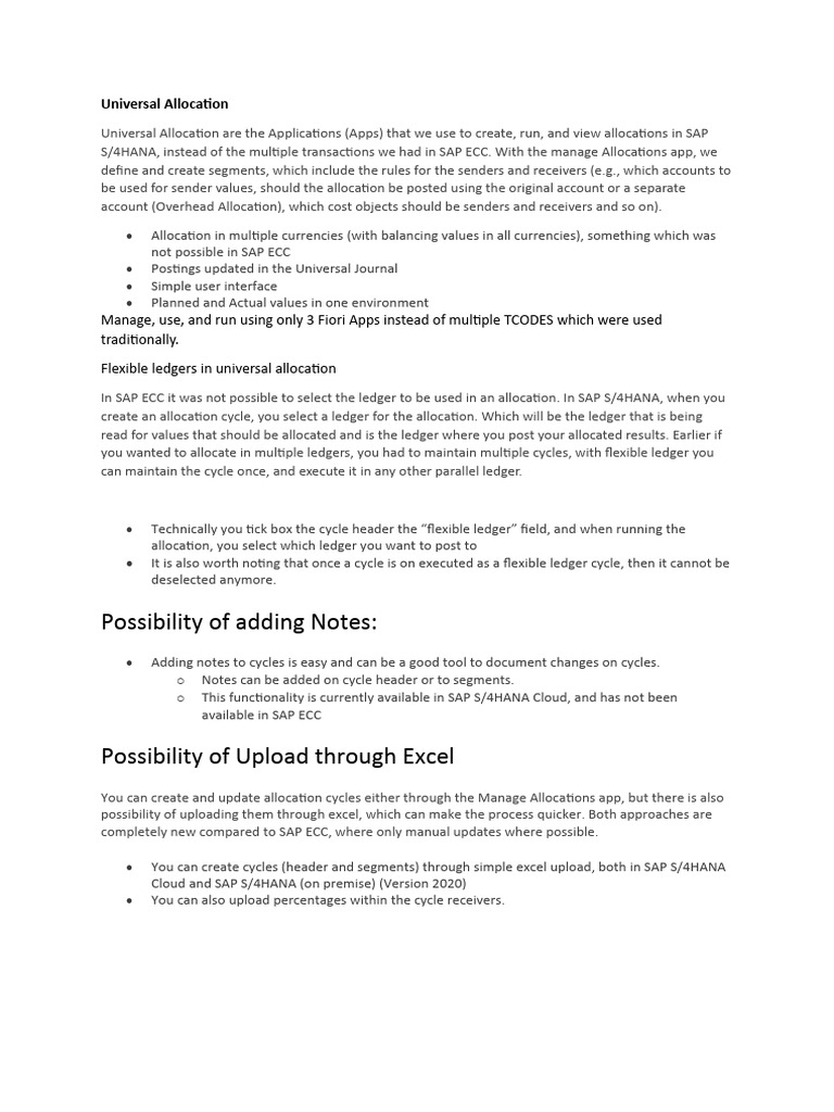 SAP Universal Allocation Overview | PDF | Usability | Cloud Computing