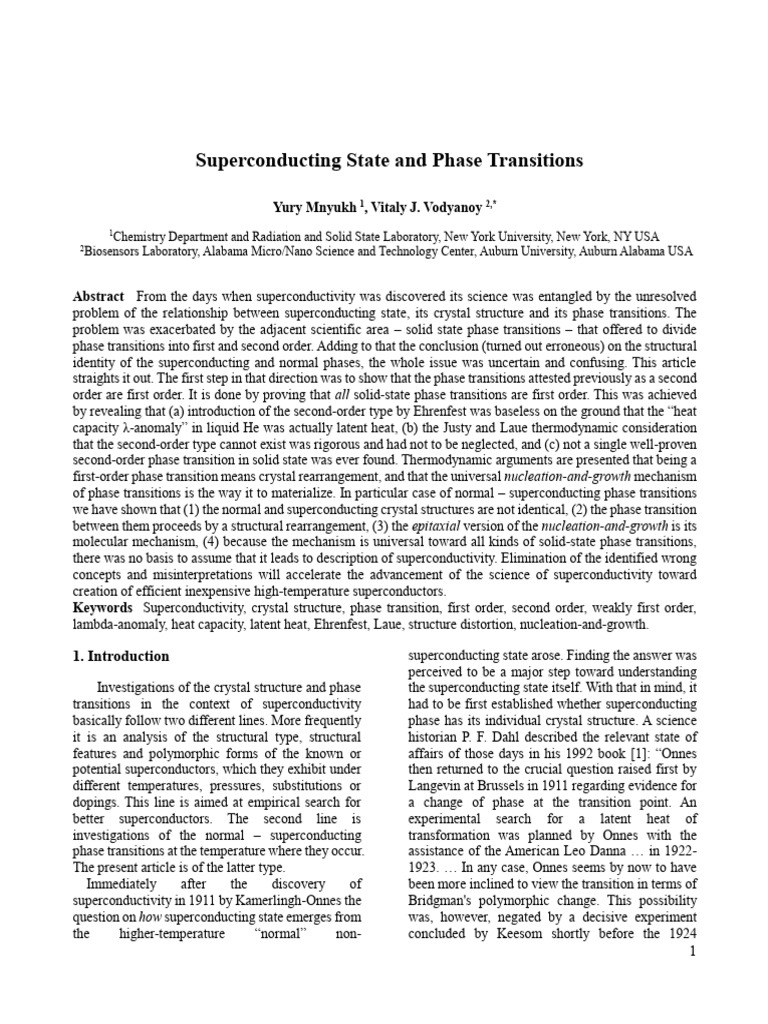 Superconducting State and Phase Transitions: Yury Mnyukh, Vitaly J ...