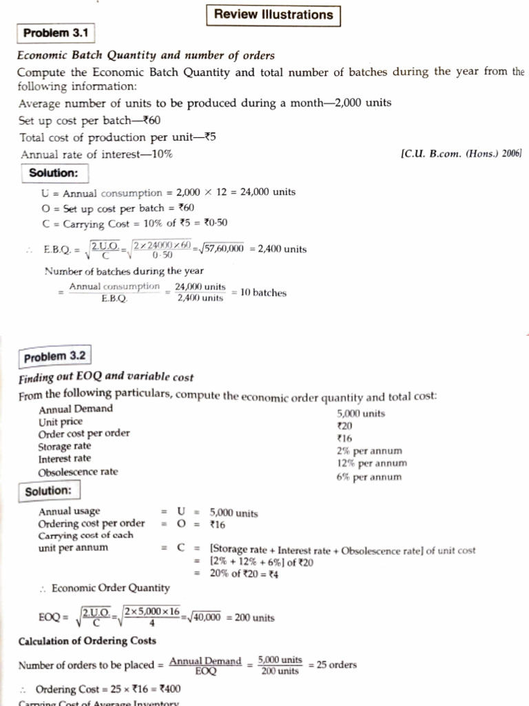 Material Levels & EOQ Sums | PDF | Inventory | Supply Chain Management