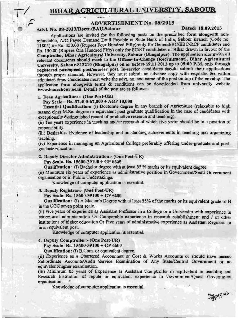 BAU Sabour Advertisment | PDF | Academic Degree | Biotechnology