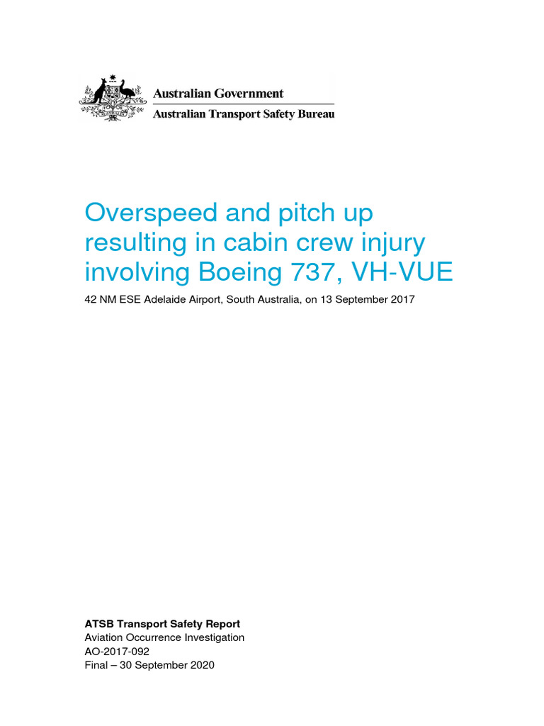Overspeed and Pitch Up Resulting in Cabin Crew Injury - Involving ...