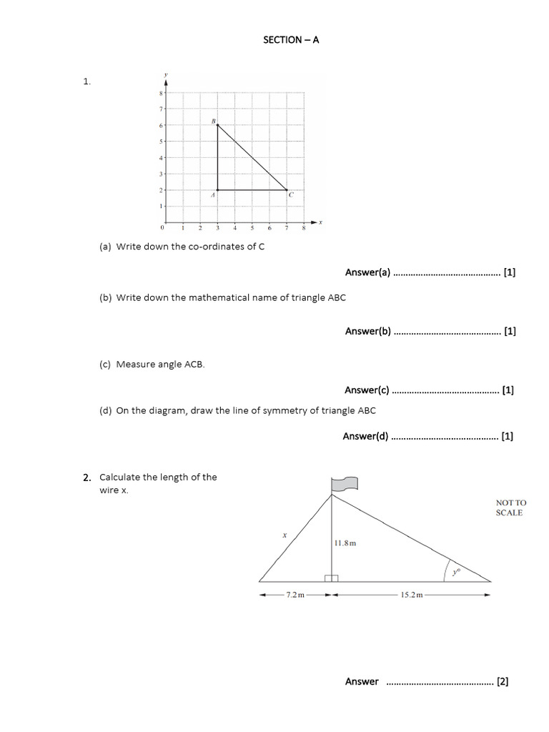 Sa 2 - Sample Paper 1 Igcse | PDF | Euclidean Geometry | Elementary ...