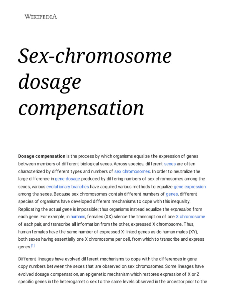 Sex Chromosome Dosage Compensation Wikipedia Pdf Biological Processes Life Sciences