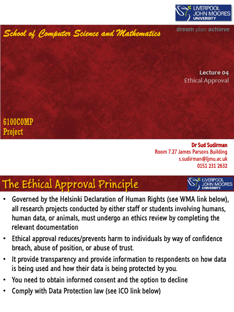 Lecture 04 - Ethical Approval | PDF | Informed Consent