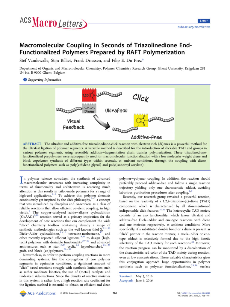 Macromolecular Coupling in Seconds of Triazolinedione End ...