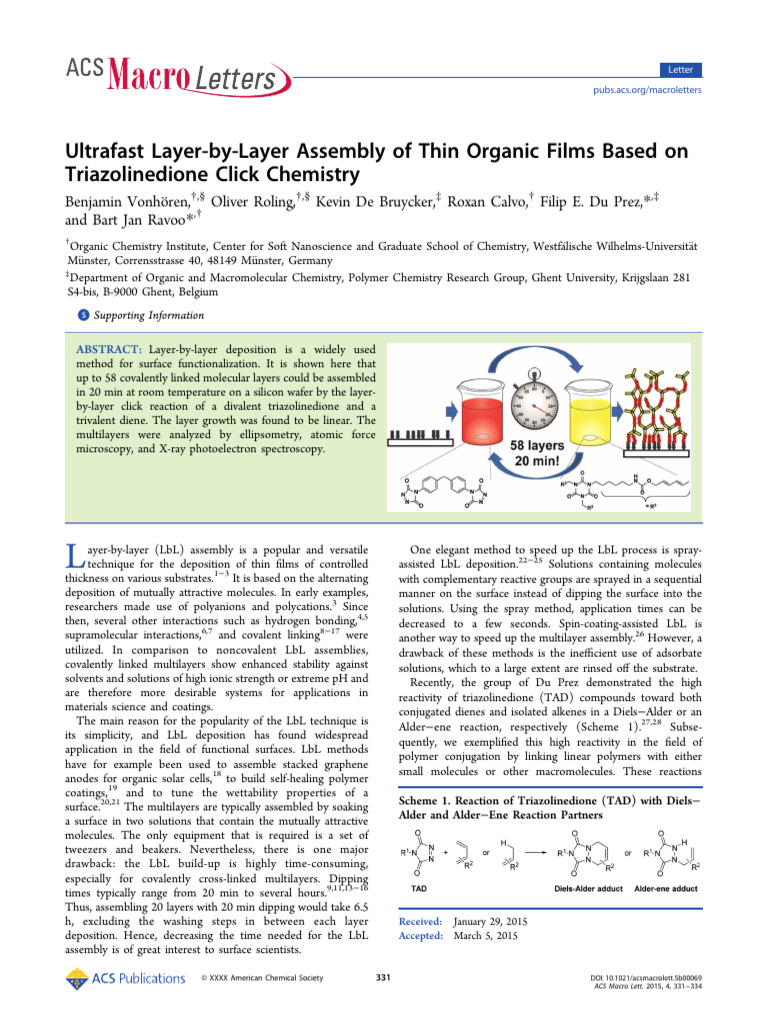 Ultrafast Assembly of Organic Thin Films | PDF | Thin Film | Atomic ...