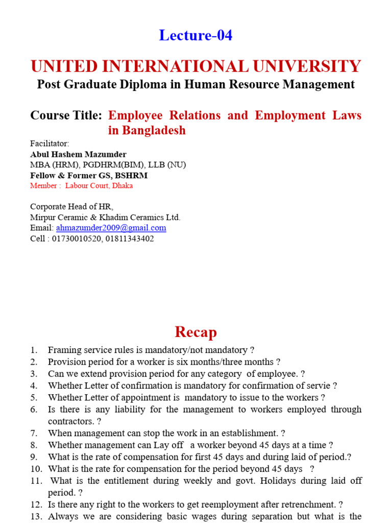 BLA Lec-4 | PDF | Employment | Layoff