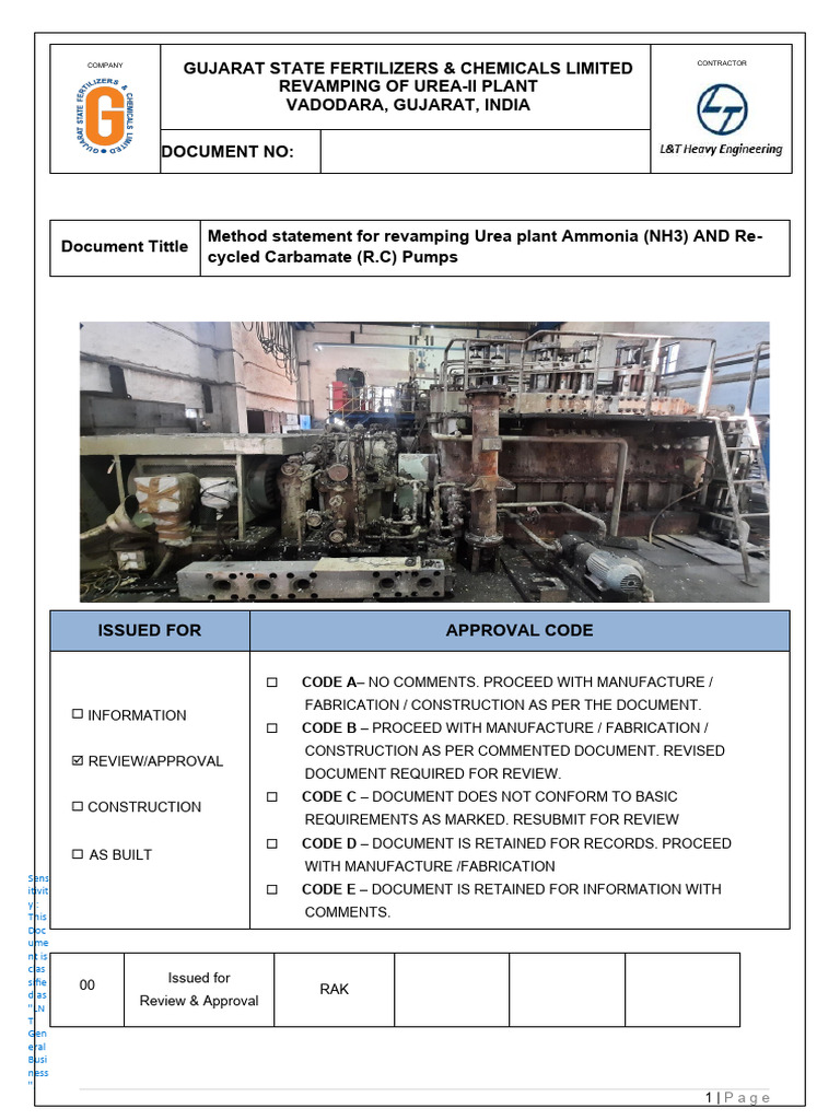 Urea-II Plant Pump Revamp Methodology | PDF | Piston | Pump