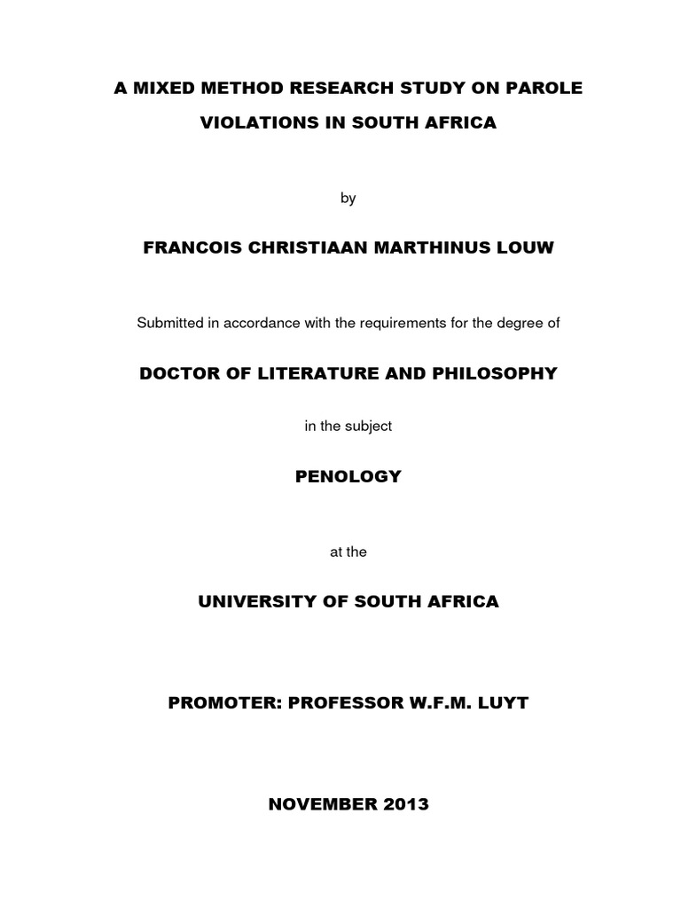 Thesis Louw FCM | PDF | Parole | Recidivism