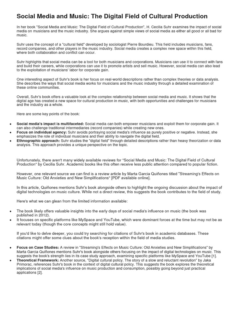 07 Social Media and Music The Digital Field of Cultural Production ...