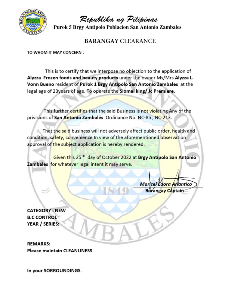 Brgy Clearance Antipolo | PDF | Home & Garden