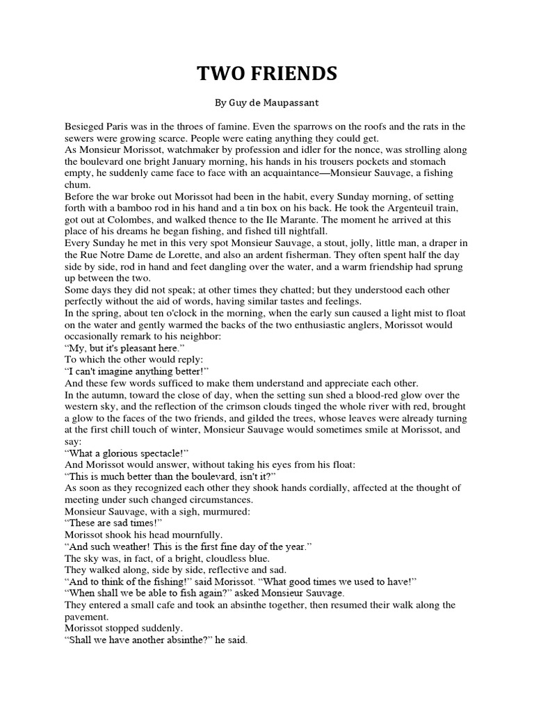 TWO FRIENDS by Guy de Maupassant | PDF