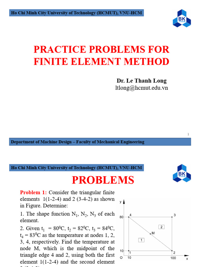 Practice Problems For Finite Element Method | PDF | Matrix (Mathematics) | Finite Element Method