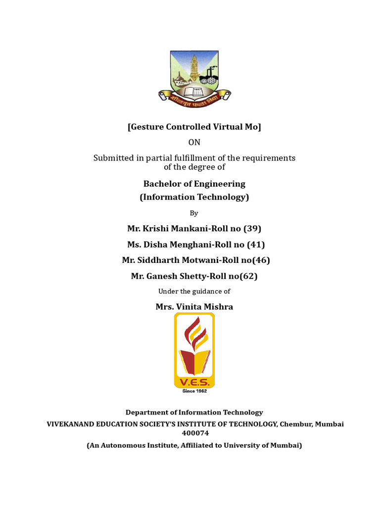 [Gesture Controlled Virtual Mo] | PDF | Augmented Reality | Virtual Reality