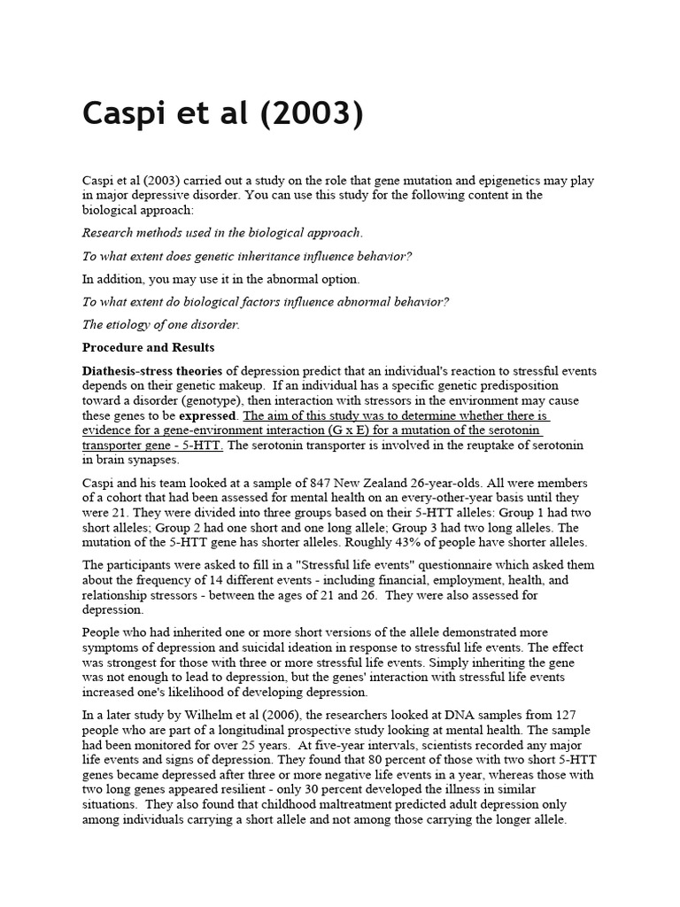 Caspi Et Al 2003 S | PDF | Gene | Mutation