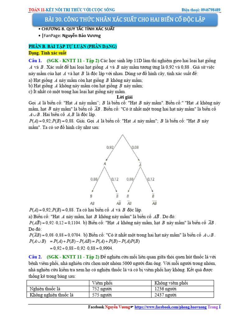 Bai-30-Cong Thuc Nhan Xac Suat Cho Hai Bien Co Doc Lap - DA - TL | PDF
