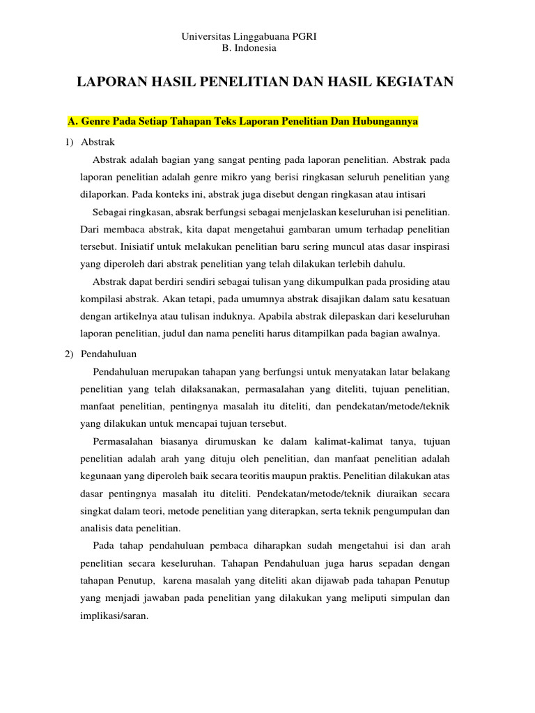 Struktur Laporan Hasil Penelitian | PDF