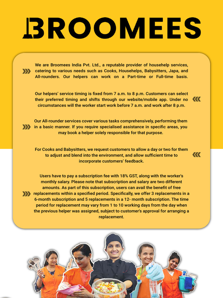 Broomees India: Househelp Services Guide | PDF | Salary | Subscription ...