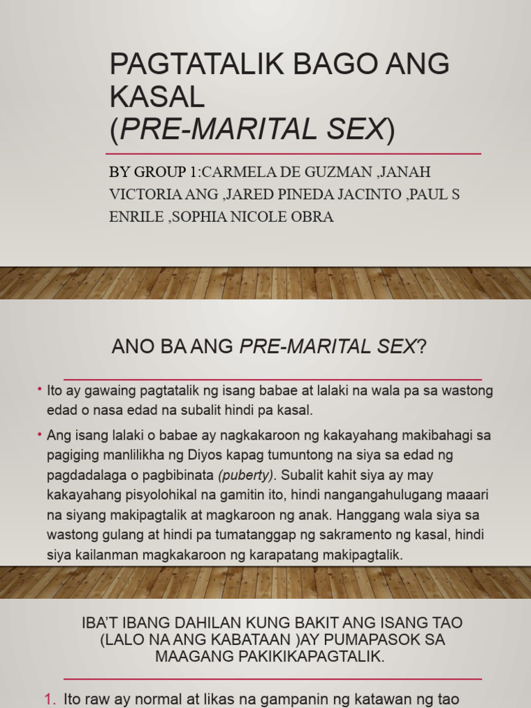 Pagtatalik-Bago-Ang-Kasal - (PRE-MARITAL SEX | PDF