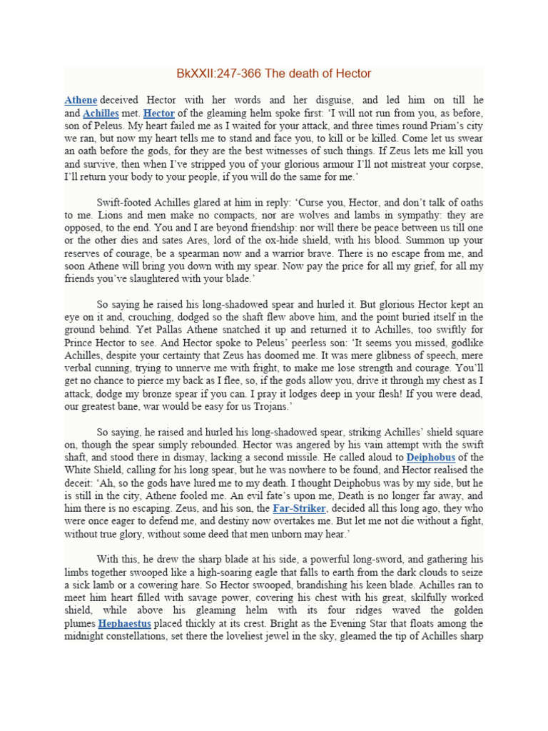 The Death of Hector | PDF | Hector | Achilles