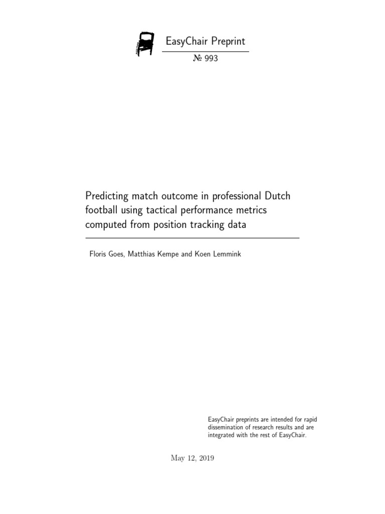 Easychair Preprint: Floris Goes, Matthias Kempe and Koen Lemmink | PDF ...