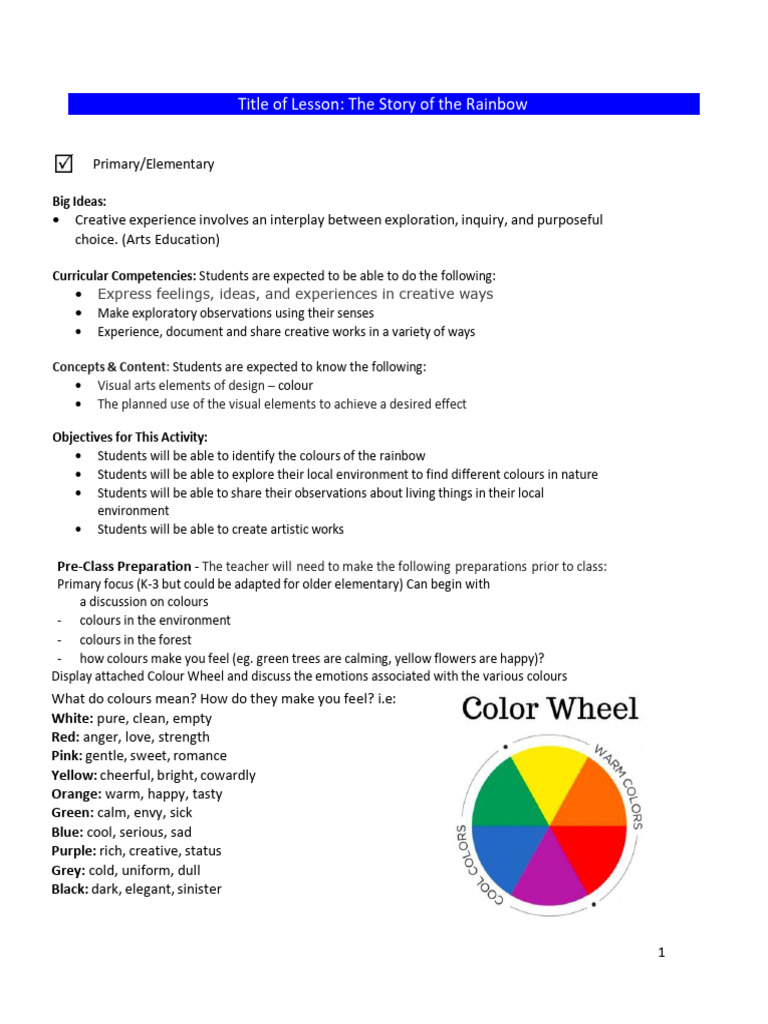 Story of the Rainbow | PDF | Color | Experience