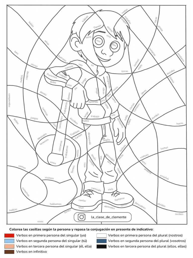 Coloriage Magique - Présent de L'indicatif | PDF | Unidades Semánticas ...