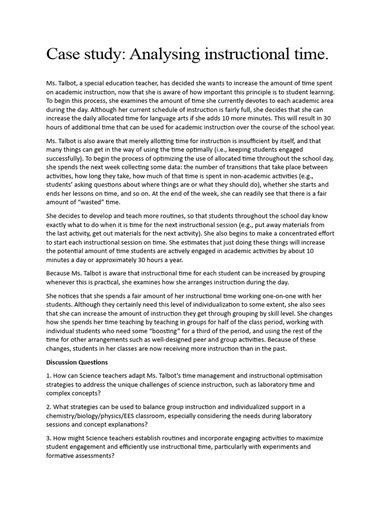 Week 9 Case Study | PDF | Science Education | Behavior Modification