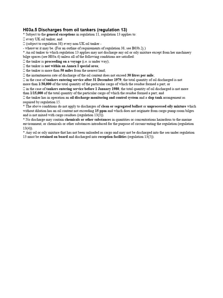 UK Oil Tanker Discharge Regulations | PDF