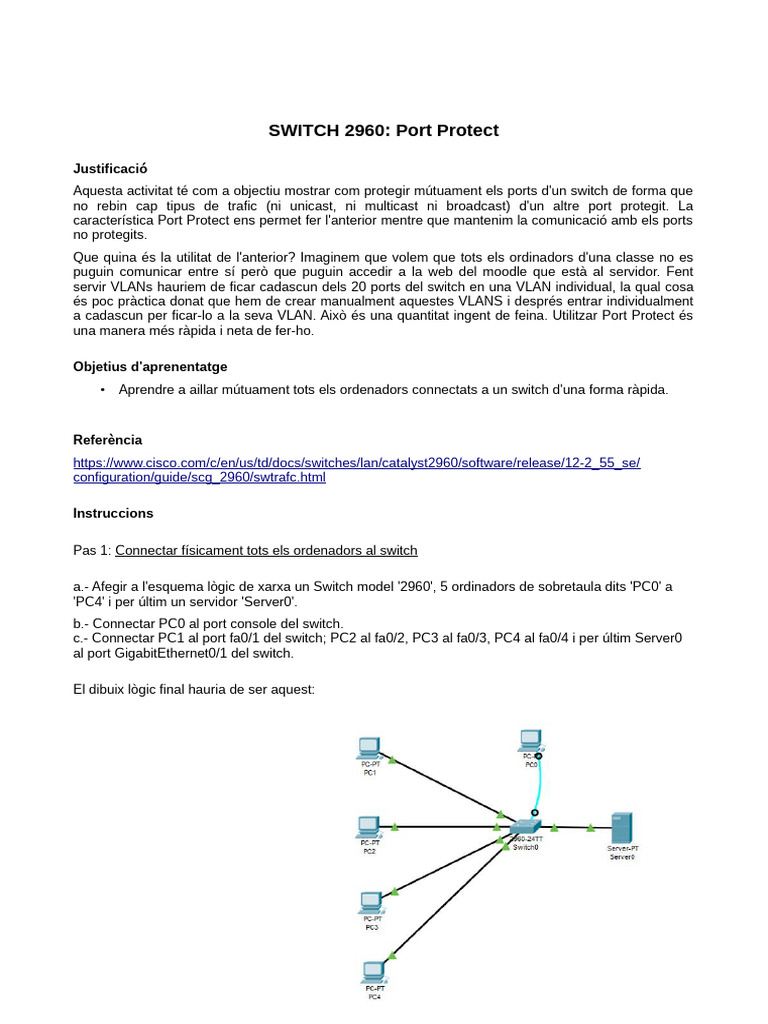 Activitat CISCO - SWITCHES - Port Protect-1 | PDF