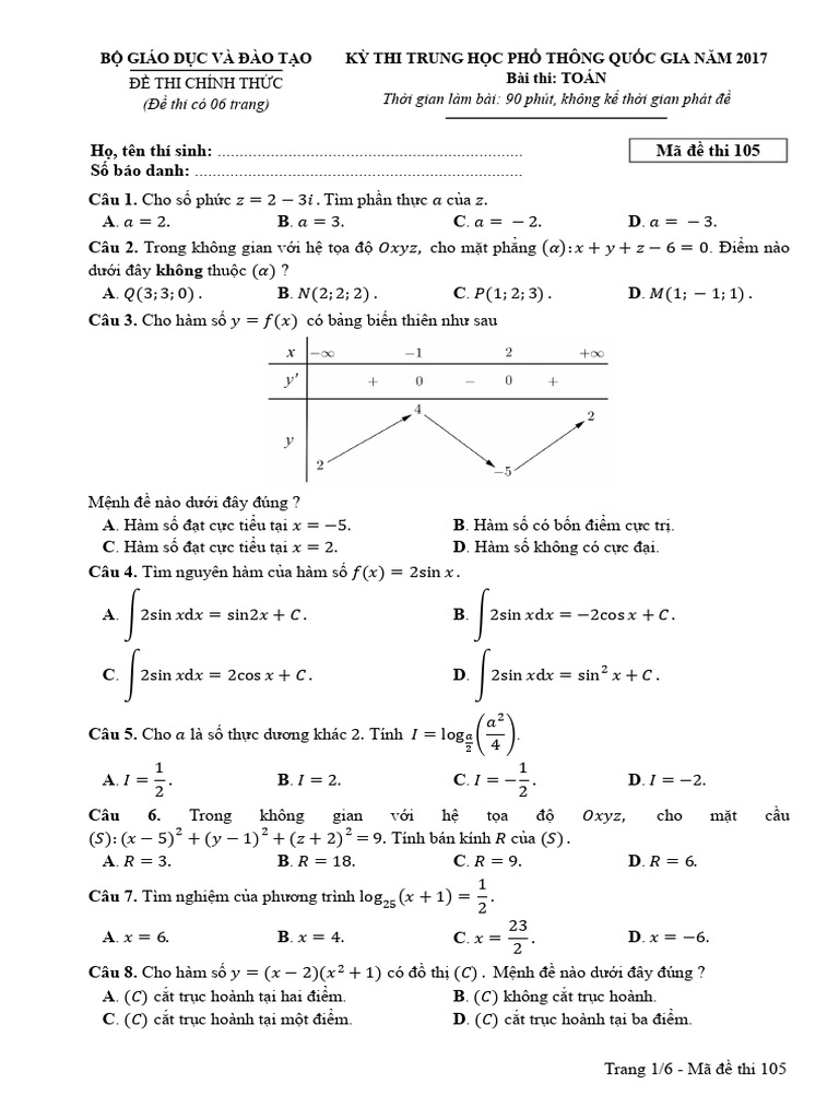 De Chinhthuc Toan K17 M105 | PDF