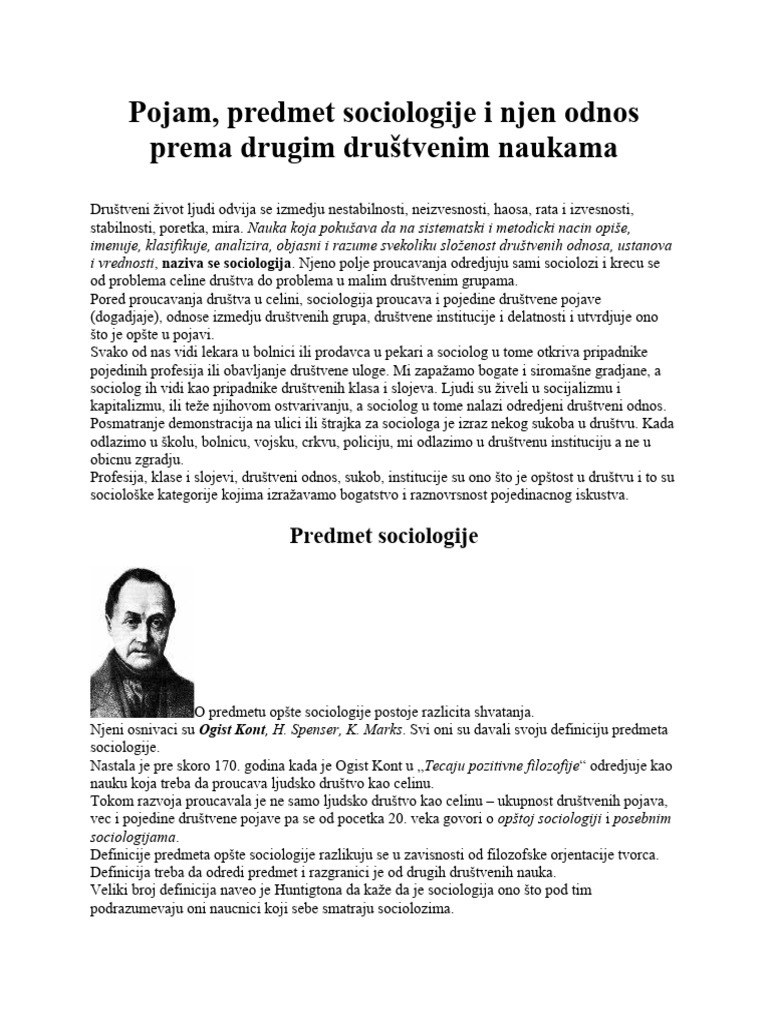 Pojam SOCIOLOGIJE | PDF