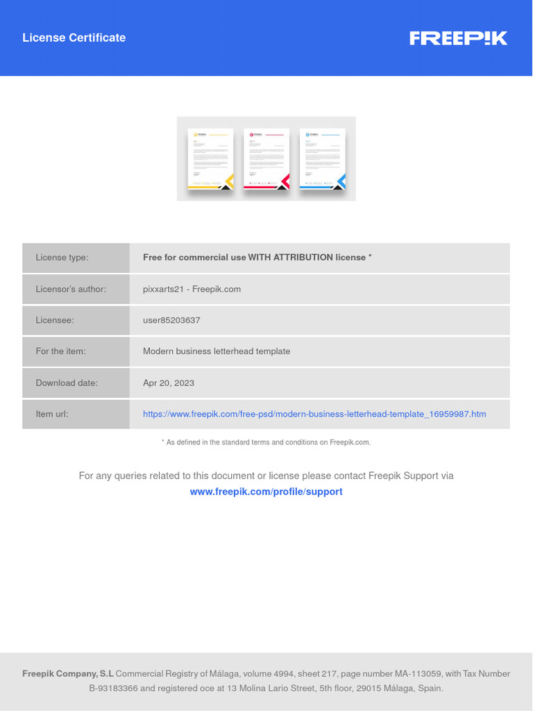 License Modern Business Letterhead Template 16959987 | PDF | License ...