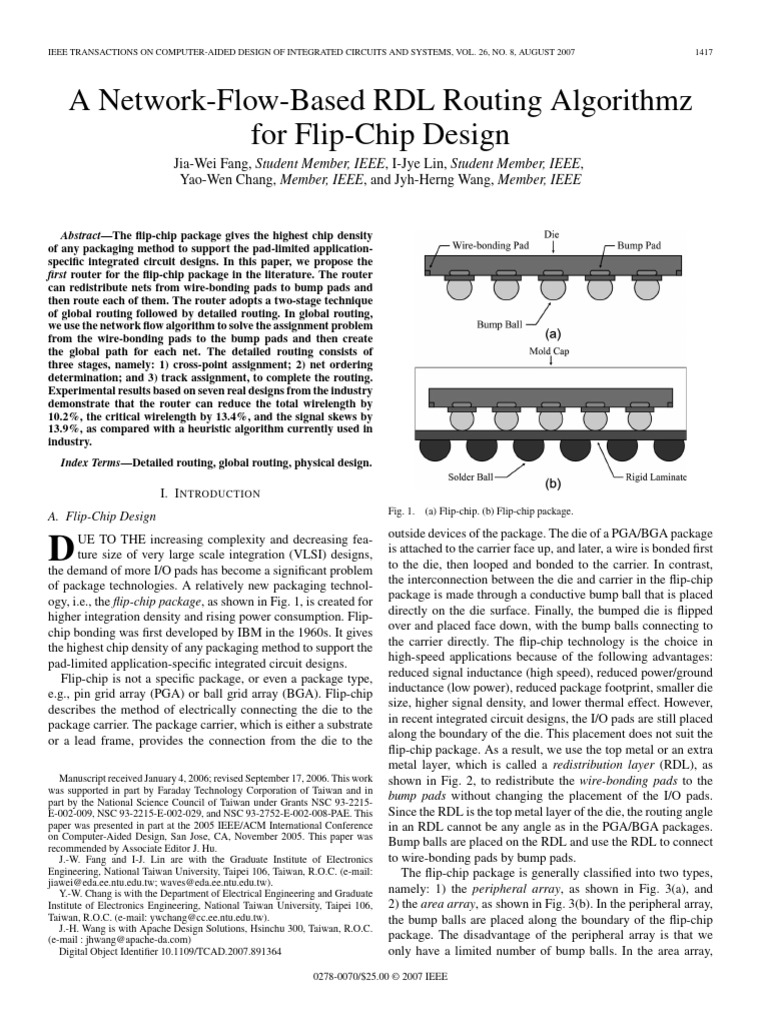 A Network-Flow-Based RDL Routing Algorithmz For Flip-Chip Design | Download Free PDF ...