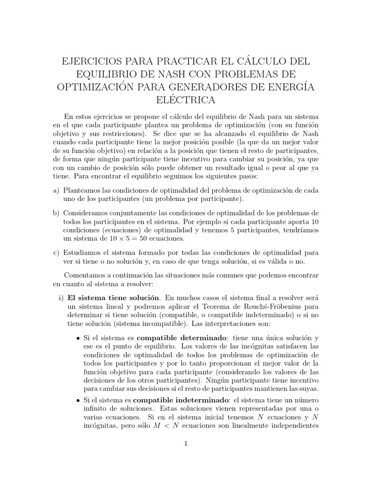 07 Equilibrio Con Problemas de Optimizacion Con Respuestas Numericas | PDF | Ecuaciones ...
