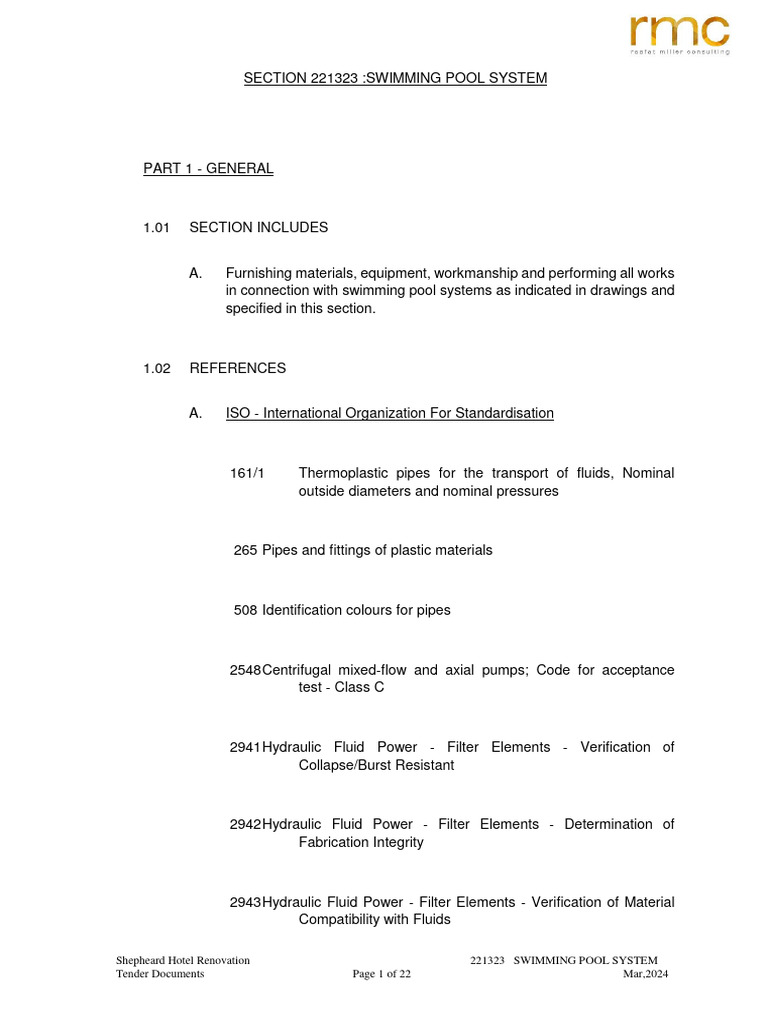 Swimming Pool System | PDF | Pipe (Fluid Conveyance) | Pump