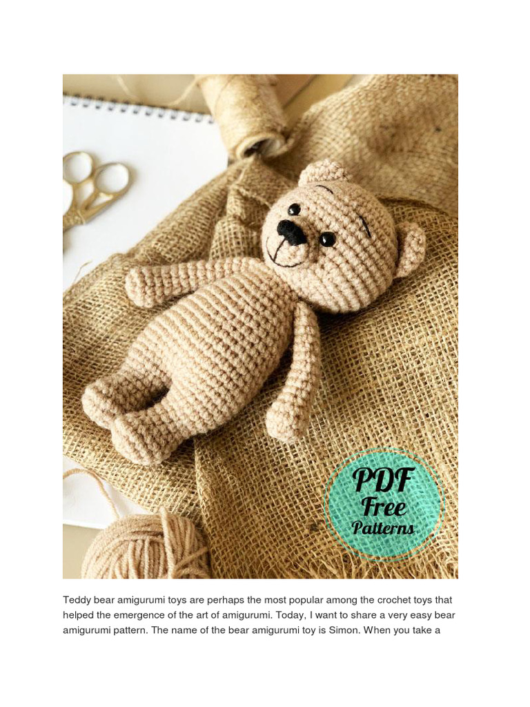Crochet-Bear-Simon-Amigurumi-PDF-Pattern | PDF | Crochet | Amigurumi