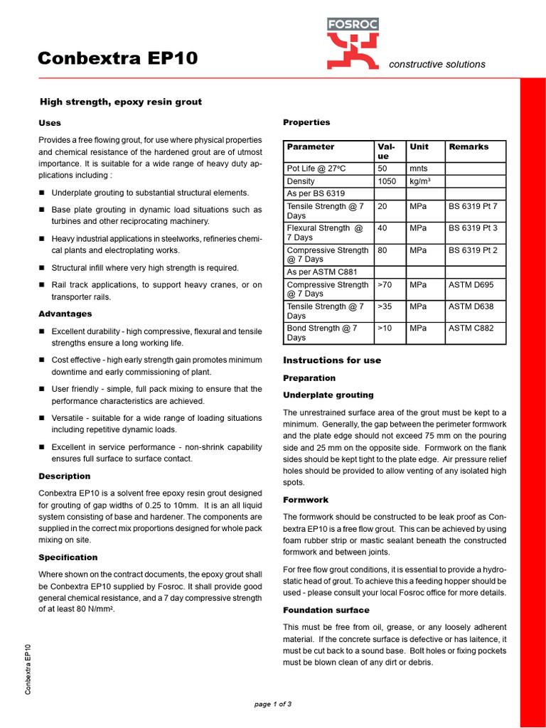 TDS-Conbextra-EP10-India6 | PDF | Epoxy | Concrete
