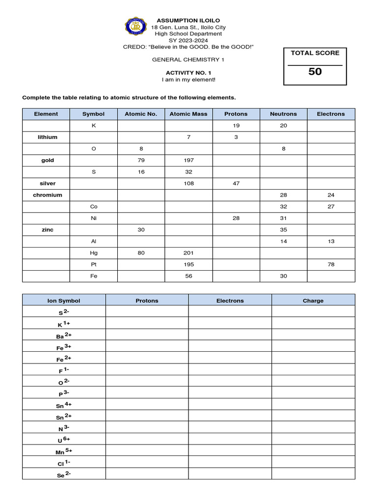 1_Atomic-Mass-and-Atomic-Number-Worksheet | PDF | Chemical Elements ...