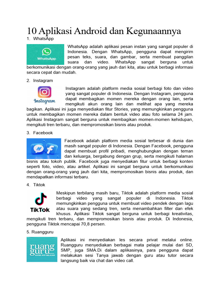 10 Aplikasi Android Populer di Indonesia | PDF | Karier & Perkembangan ...