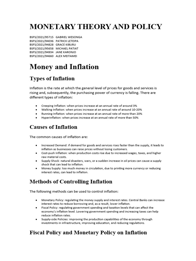 Monetary Theory and Policy Cat 2 | PDF | Inflation | Fiscal Policy