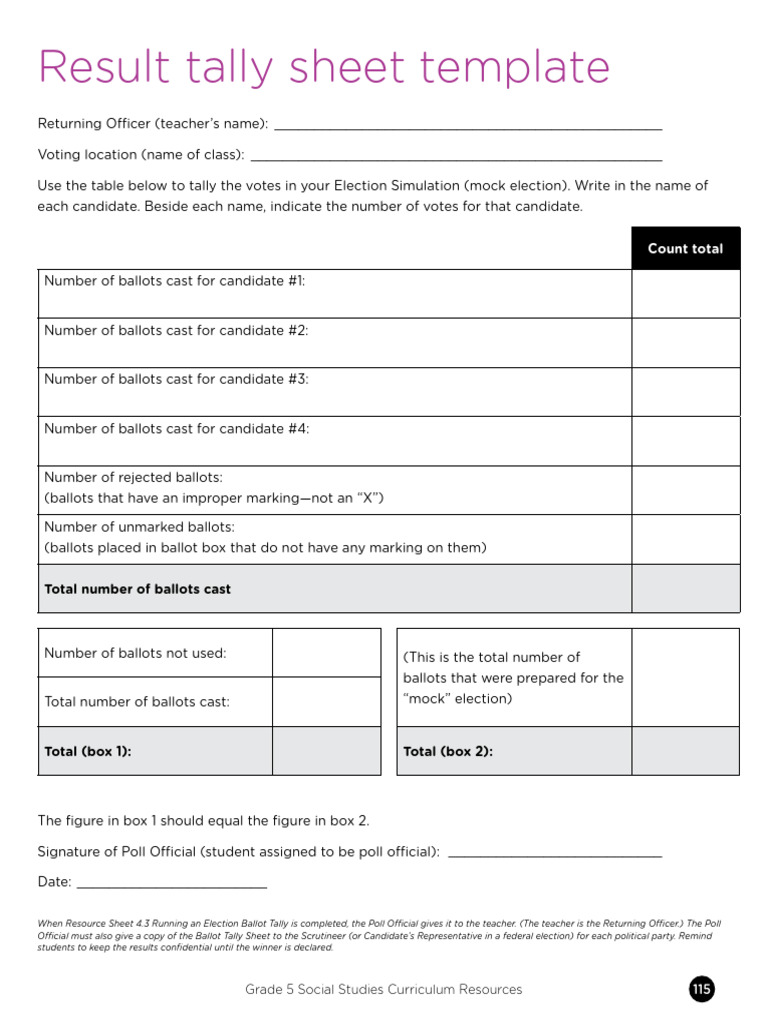 Result Tally Sheet Template | PDF