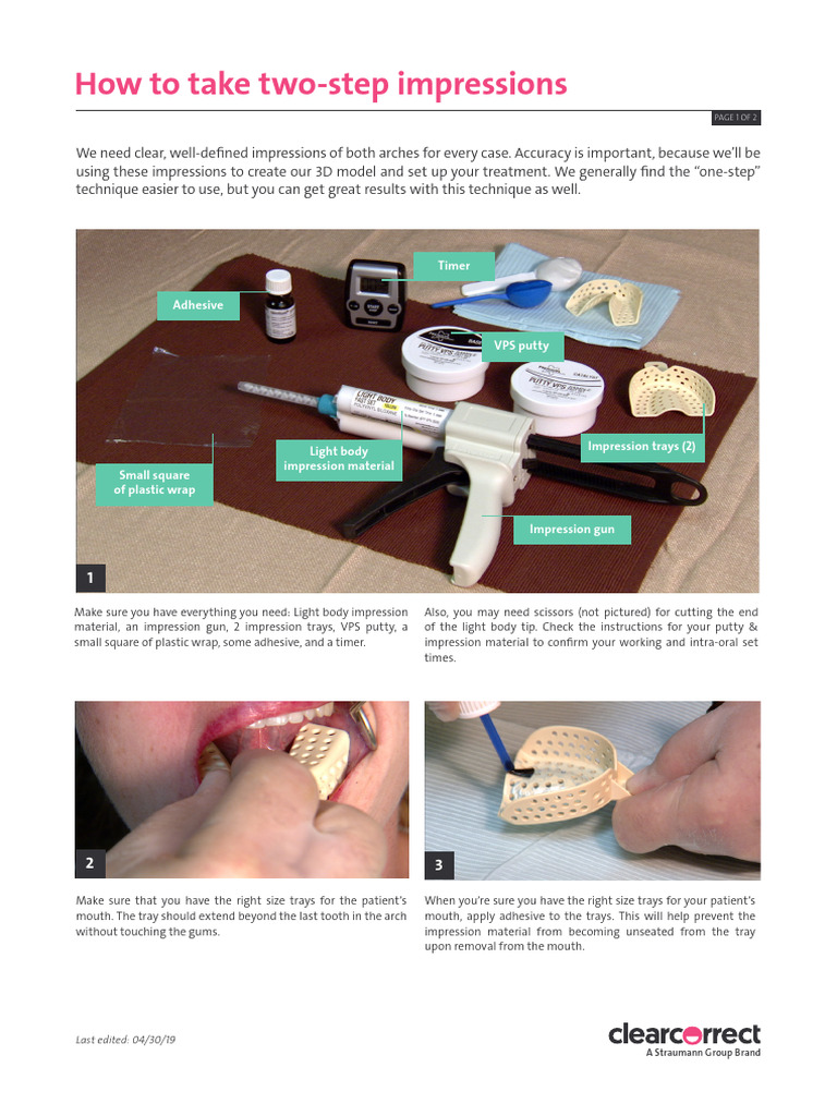 How To Take Two-Step Impressions | PDF | Mouth | Dentistry