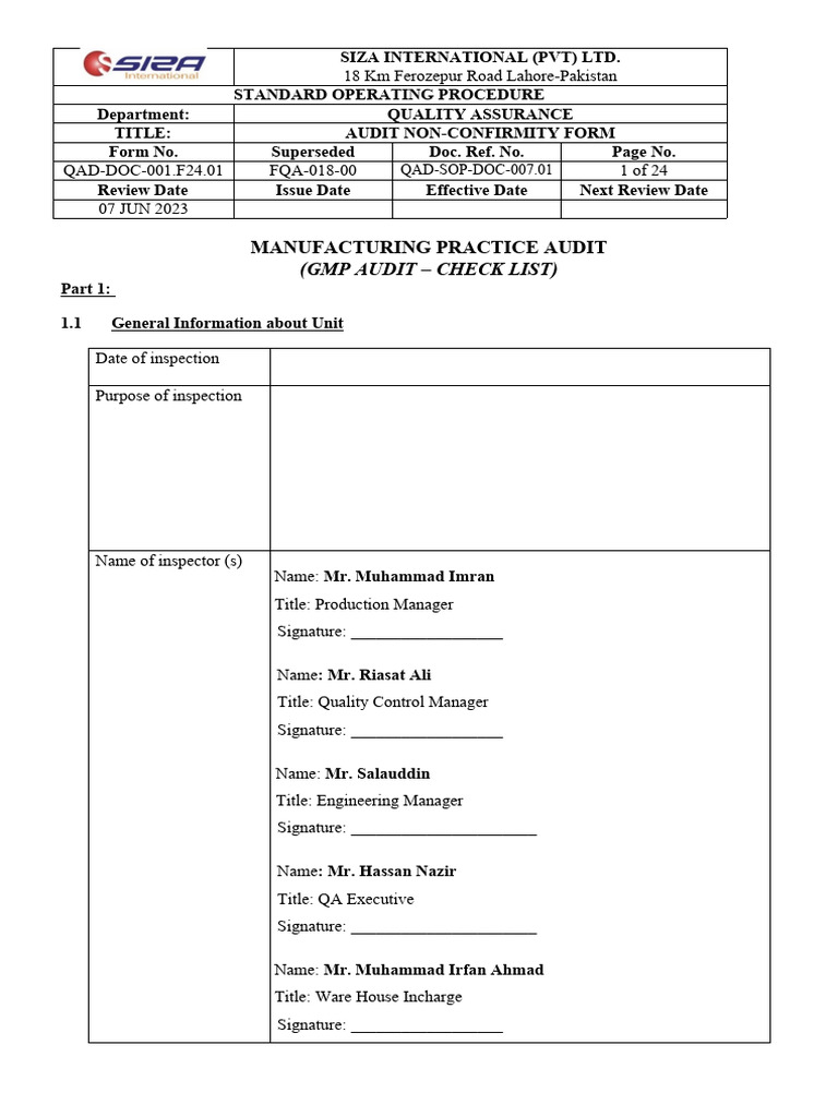 GMP Audit Checklist-2020 | PDF | Sterilization (Microbiology ...