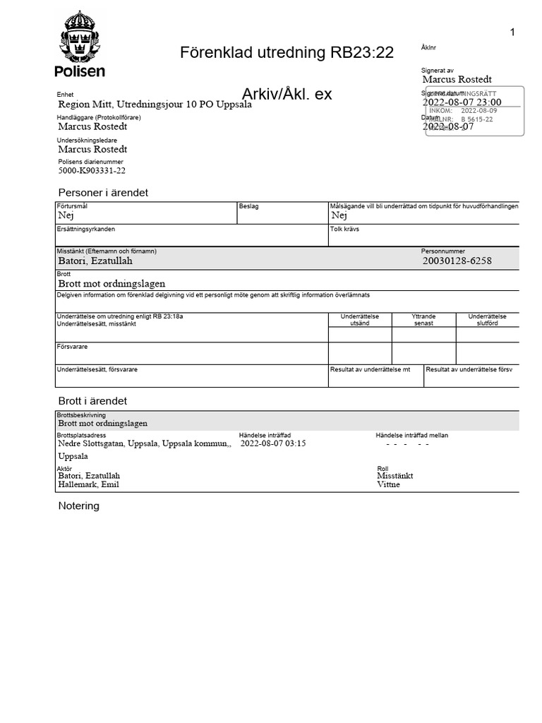 Uppsala TR B 5615-22 Aktbil 2 | PDF