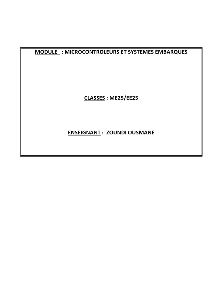 Microcontroleurs Et Systemes Embarques Partie A | PDF | Microprocesseur | Microcontrôleur