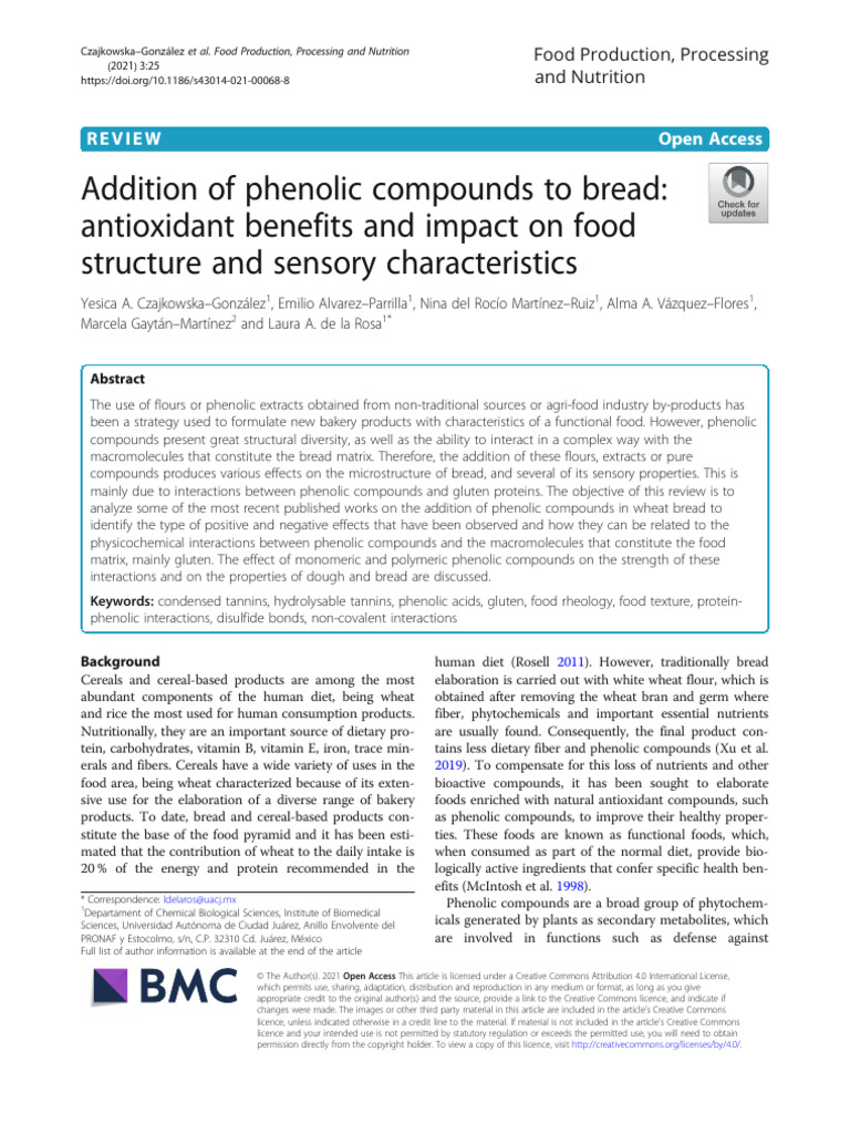 Addition of Phenolic Compounds To Bread | PDF | Breads | Phenolic ...