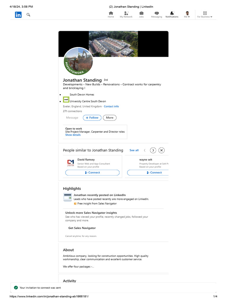 Jonathan Standing - LinkedIn | PDF | Linked In | Cyberspace