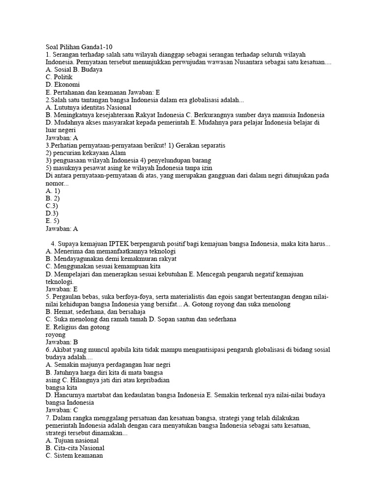 Soal Kewarganegaraan | PDF | Politik | Perjalanan