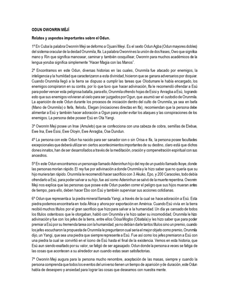 Odun Owonrin Meji | PDF | Sufrimiento | Creencia religiosa y doctrina